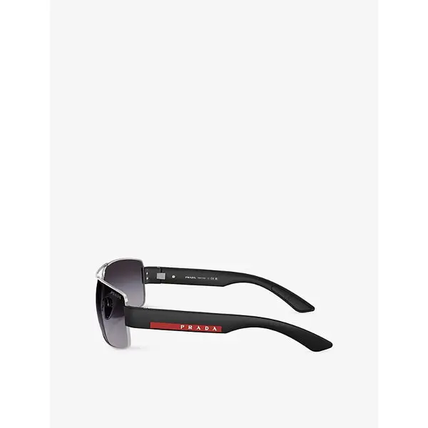 Prada Rectangular Frame Metal Sunglasses - Silver