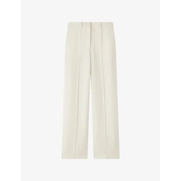JOSEPH High-rise Wide-leg Linen-blend Trousers - Wax