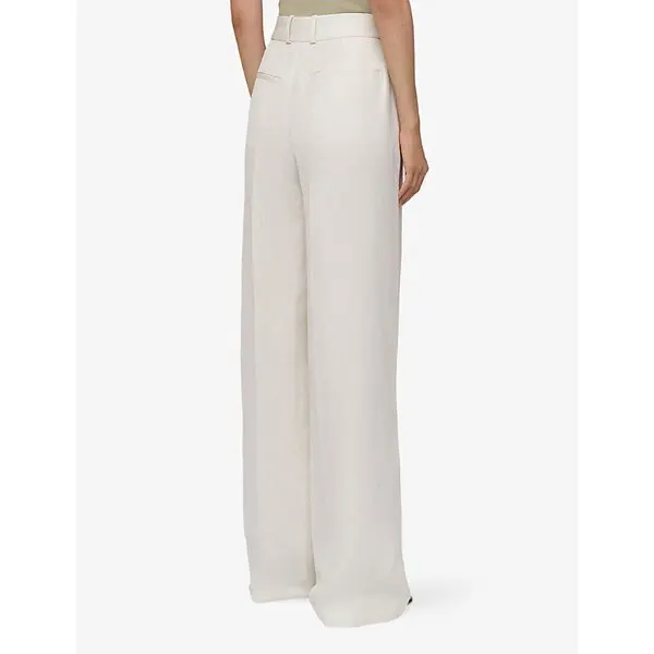 JOSEPH High-rise Wide-leg Linen-blend Trousers - Wax