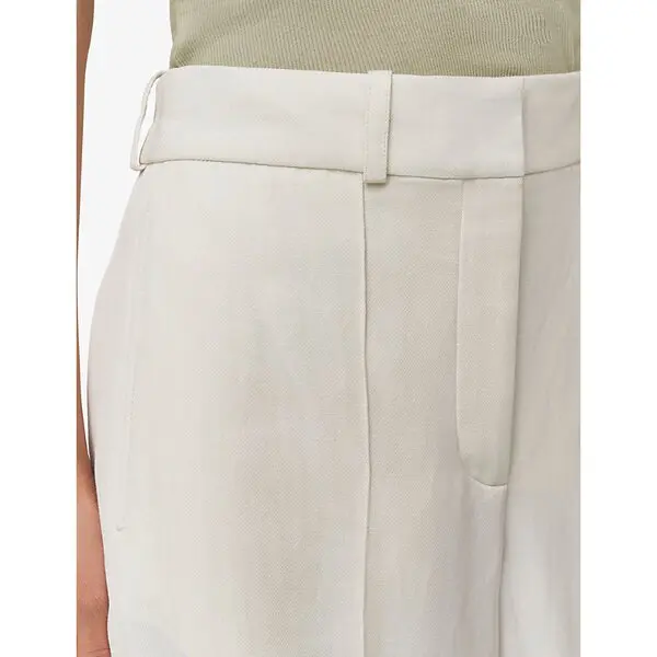 JOSEPH High-rise Wide-leg Linen-blend Trousers - Wax