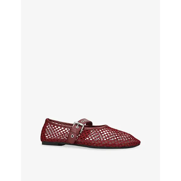 Senso Carina Woven Ballet Flats With Buckled Mary Jane Strap - Wine