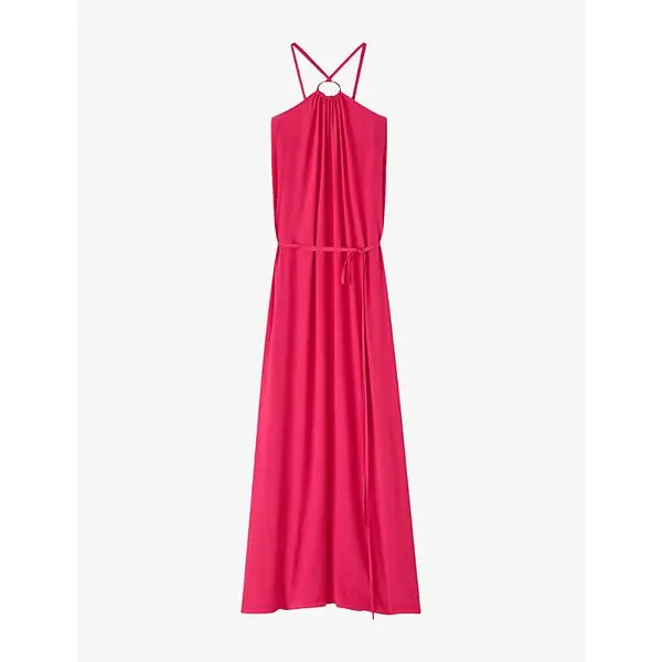 JOSEPH Zuzi Halterneck Crepe Maxi Dress - Fuchsia