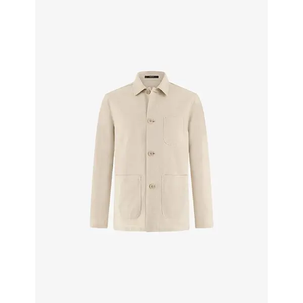 Boggi Milano Patch-pocket Regular-fit Cotton And Linen Overshirt