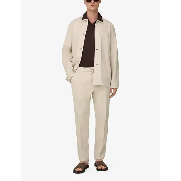 Boggi Milano Patch-pocket Regular-fit Cotton And Linen Overshirt
