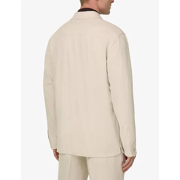Boggi Milano Patch-pocket Regular-fit Cotton And Linen Overshirt