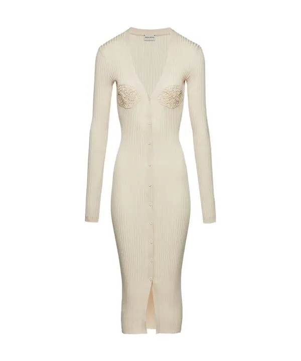 Magda Butrym Long Sleeve V-neck Button-up Midi Dress