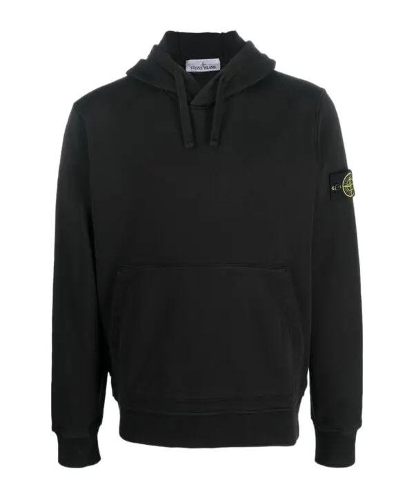 Stone Island Long-sleeved Hooded Sweatshirt - Black