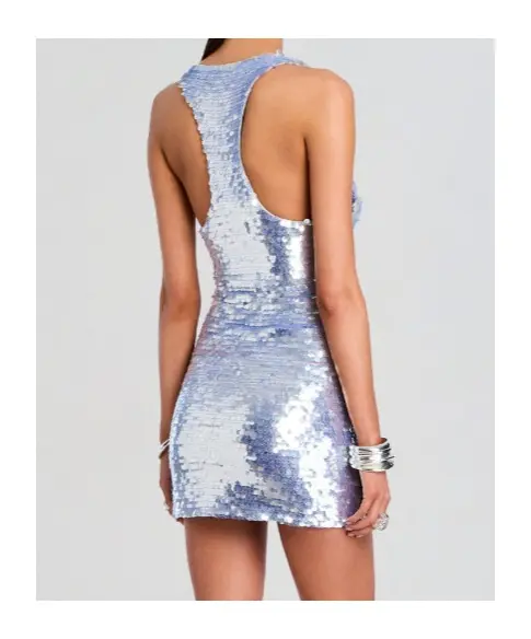 Retrofete Joanne Embroidered Sequin Mini Dress - Ice-blue