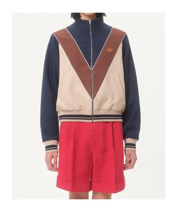 Valentino Garavani Vlogo Patch Nylon Zip-up Sweatshirt - Black