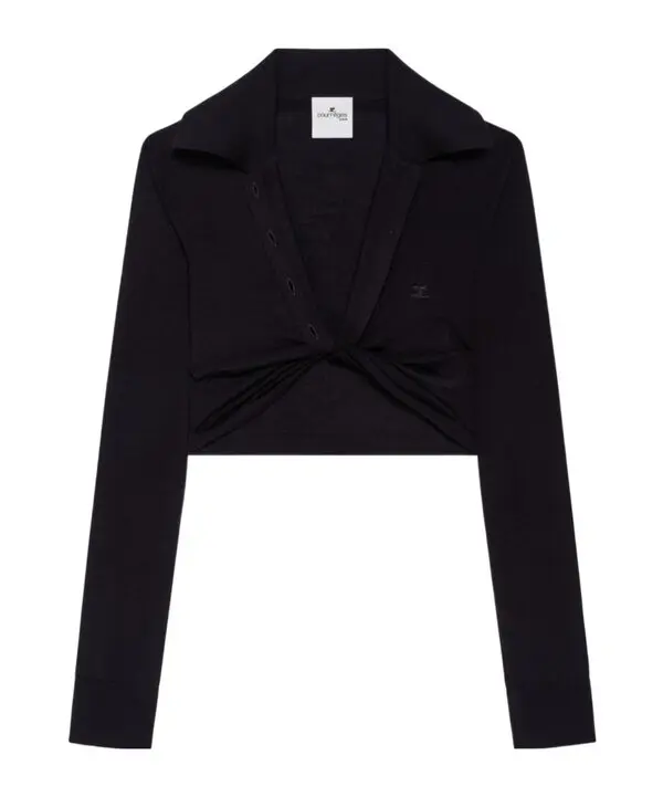 COURREGES Cropped Polo Jumper With Twist Detail