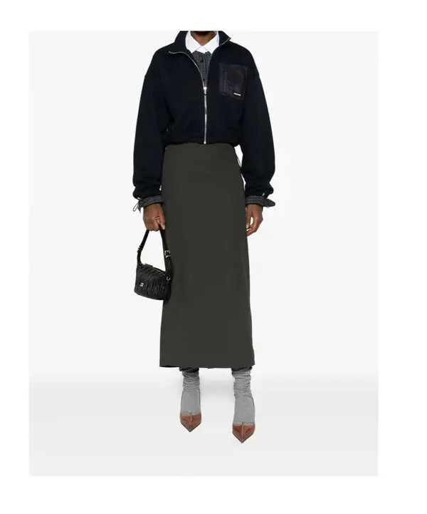 Miu Miu Cropped Zip-up Sweatshirt With Drawstring Cuffs - Blue