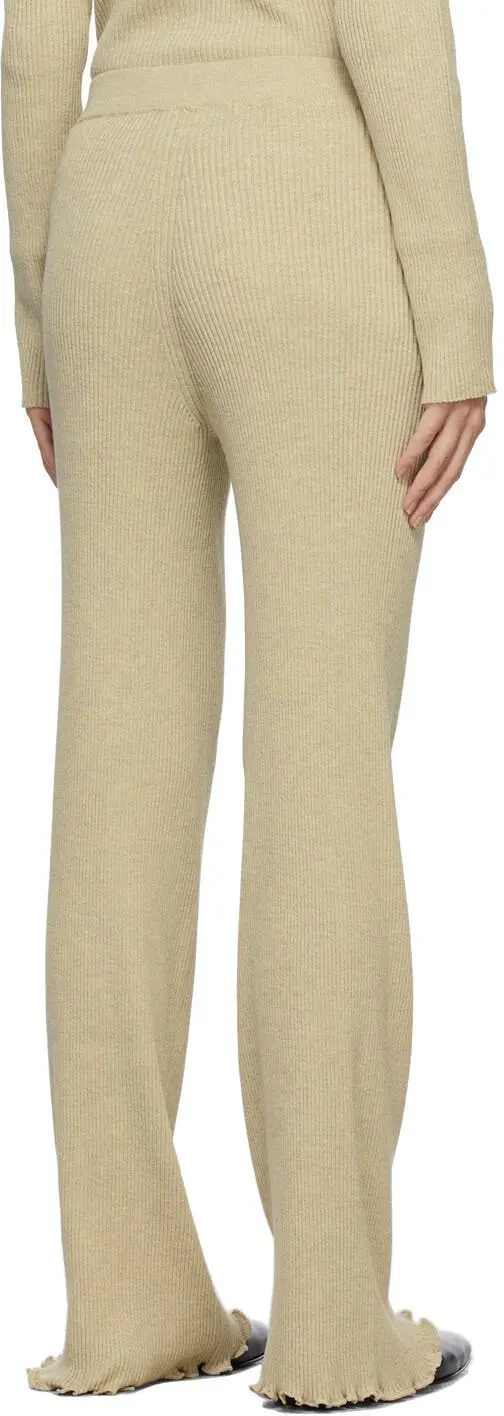 THE ROW Beige Ribbed Logo Trousers