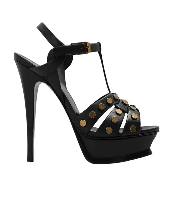 Saint Laurent Tribute Platform Sandals With Studs - Black