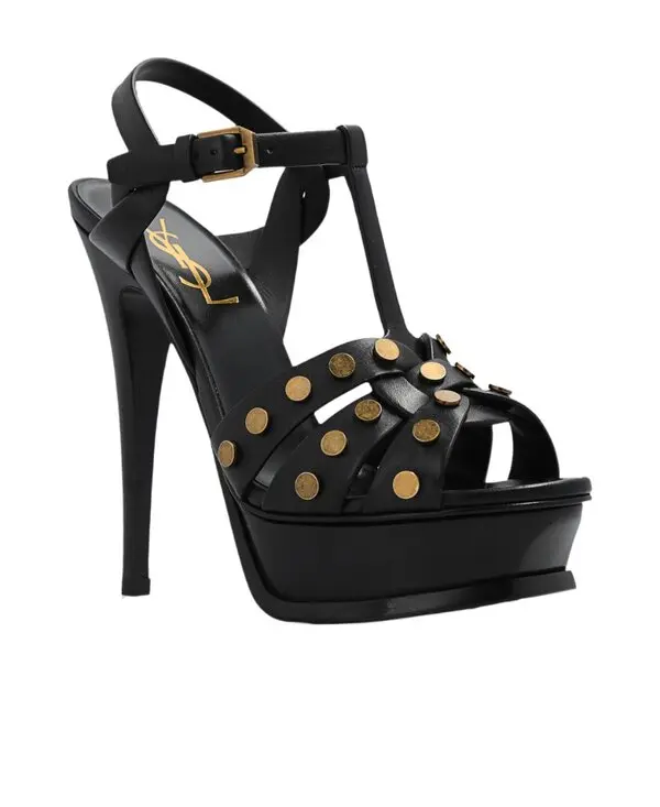 Saint Laurent Tribute Platform Sandals With Studs - Black