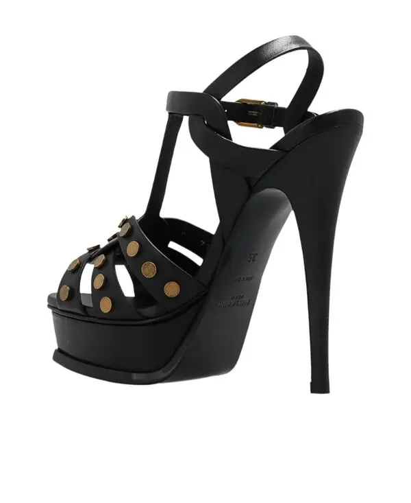 Saint Laurent Tribute Platform Sandals With Studs - Black