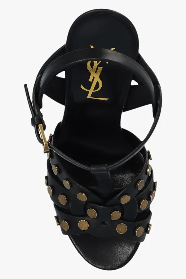 Saint Laurent Tribute Platform Sandals With Studs - Black