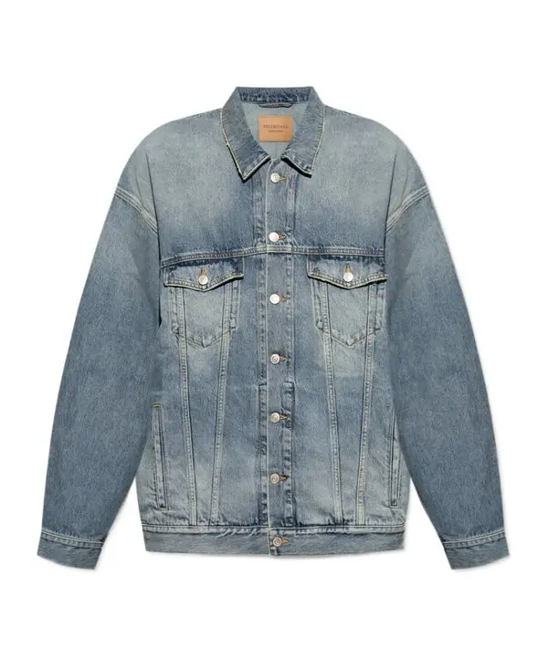 Balenciaga Oversized Denim Jacket With Engraved Logo Buttons