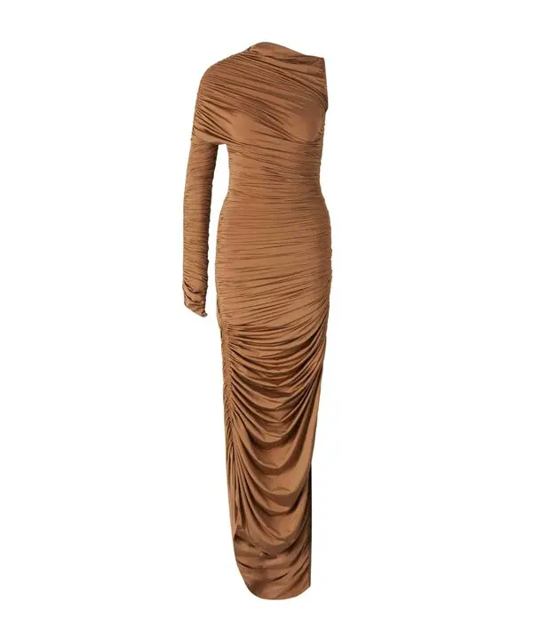 MUGLER One-shoulder Asymmetrical Ruched Maxi Dress
