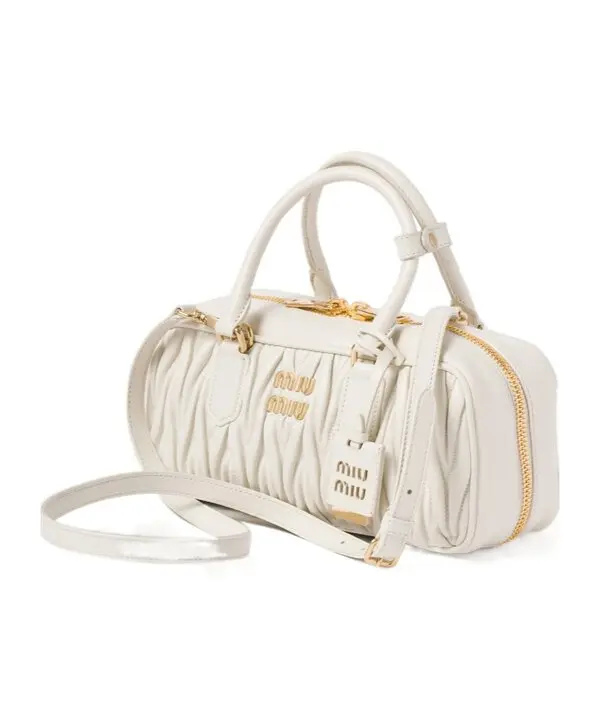 Miu Miu Arcadie Matelassé Nappa Leather Bag - White