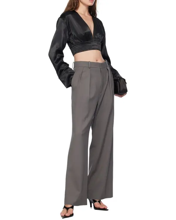 Alexander Wang V-neck Cropped Long Sleeve Top