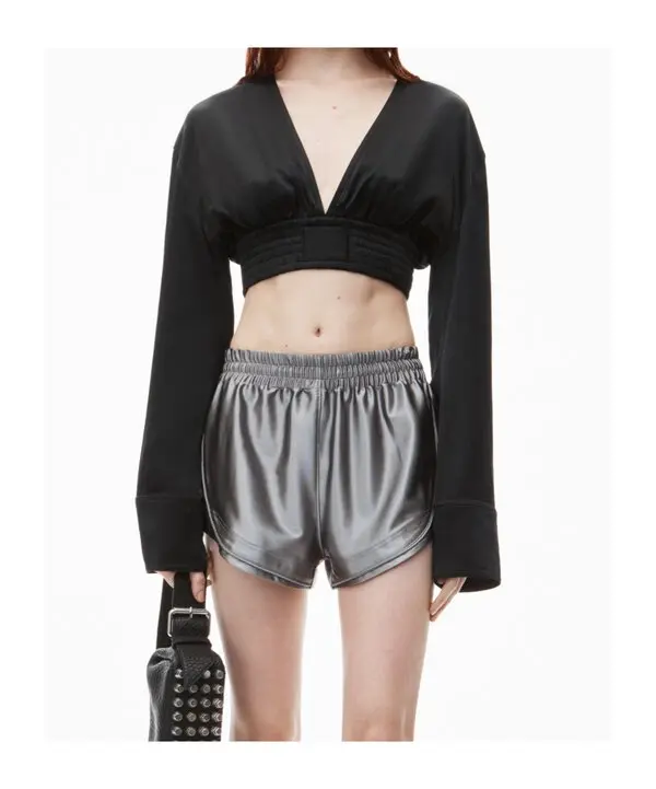 Alexander Wang V-neck Cropped Long Sleeve Top