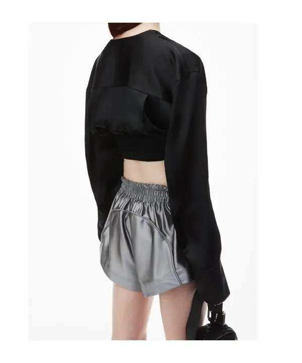 Alexander Wang V-neck Cropped Long Sleeve Top