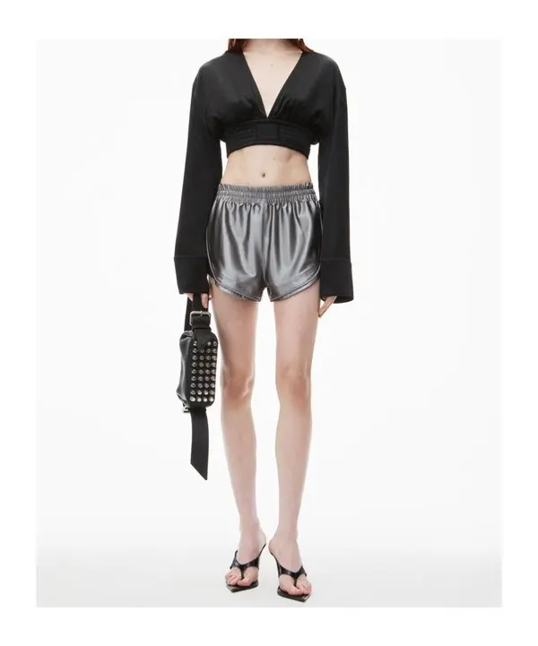 Alexander Wang V-neck Cropped Long Sleeve Top