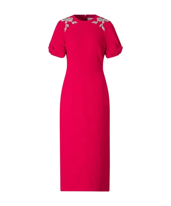 Erdem Embellished Short Sleeve Midi Dress