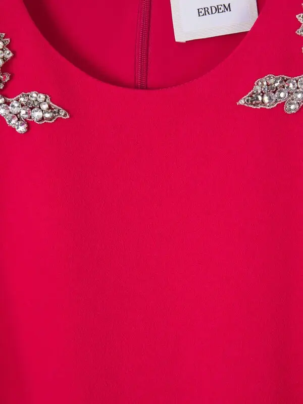 Erdem Embellished Short Sleeve Midi Dress
