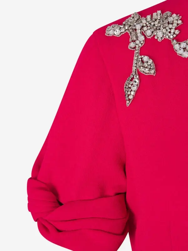 Erdem Embellished Short Sleeve Midi Dress