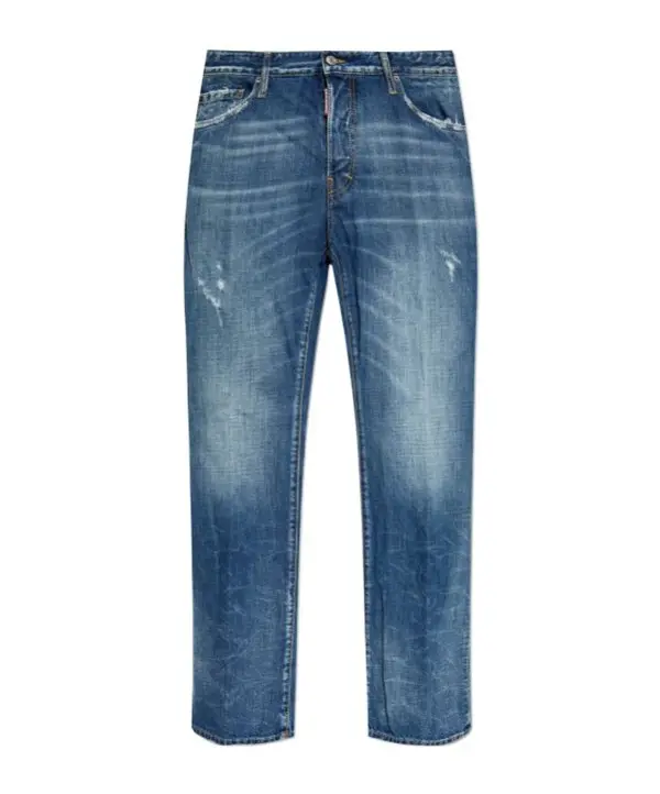 Dsquared2 Logo Patch Distressed Jeans - Blue
