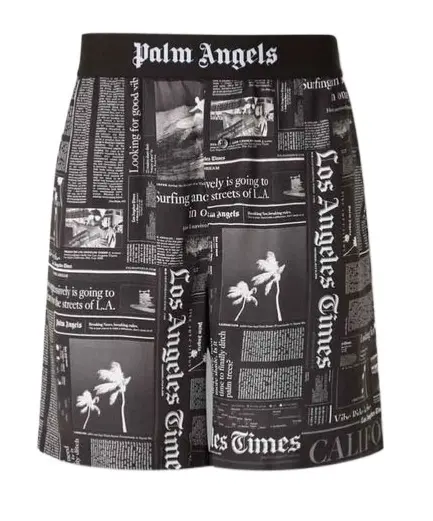 Palm Angels Newspaper Print Bermuda Shorts