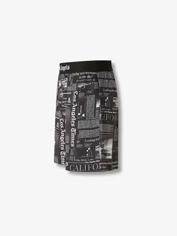 Palm Angels Newspaper Print Bermuda Shorts