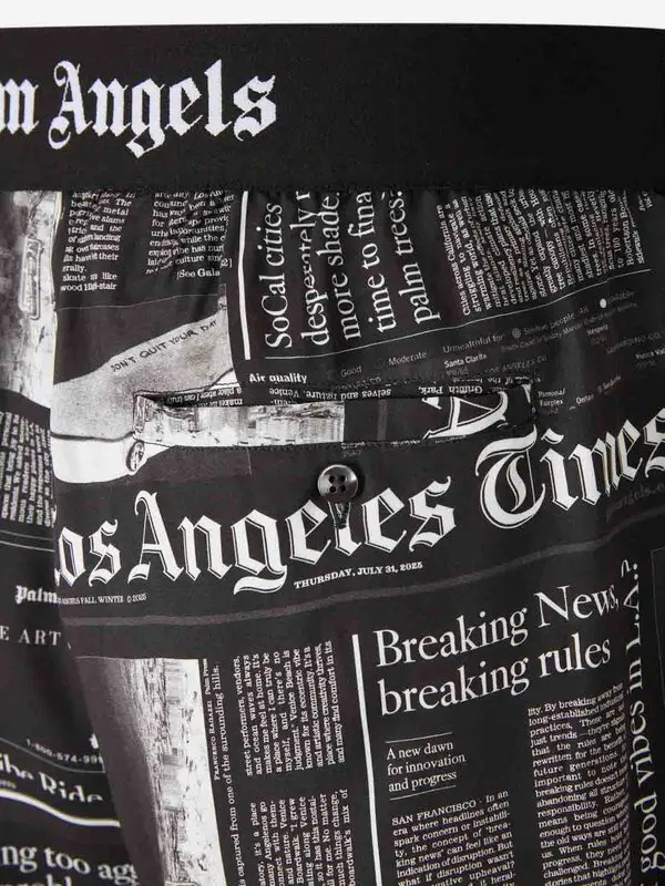 Palm Angels Newspaper Print Bermuda Shorts