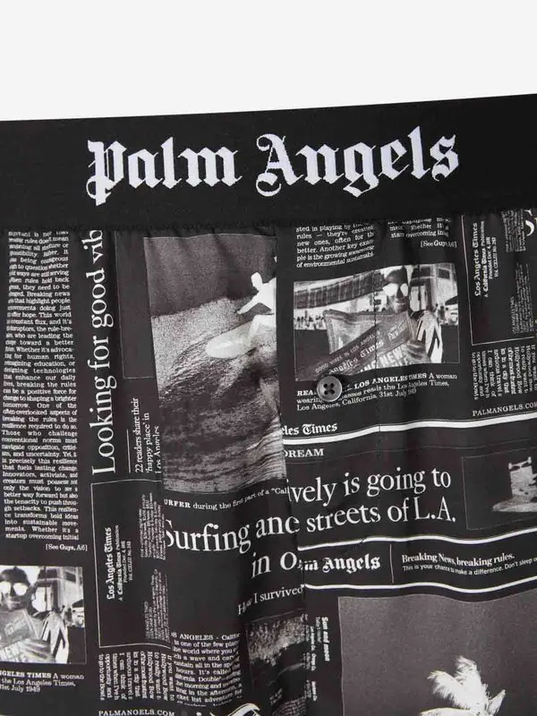 Palm Angels Newspaper Print Bermuda Shorts