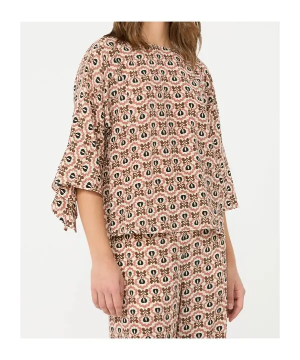 Max Mara Printed Silk Crepe De Chine Blouse With Tie Detail