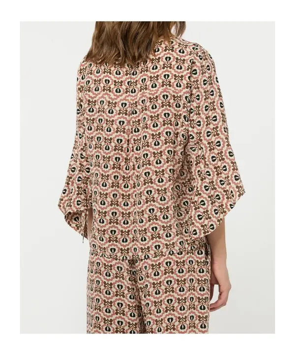 Max Mara Printed Silk Crepe De Chine Blouse With Tie Detail