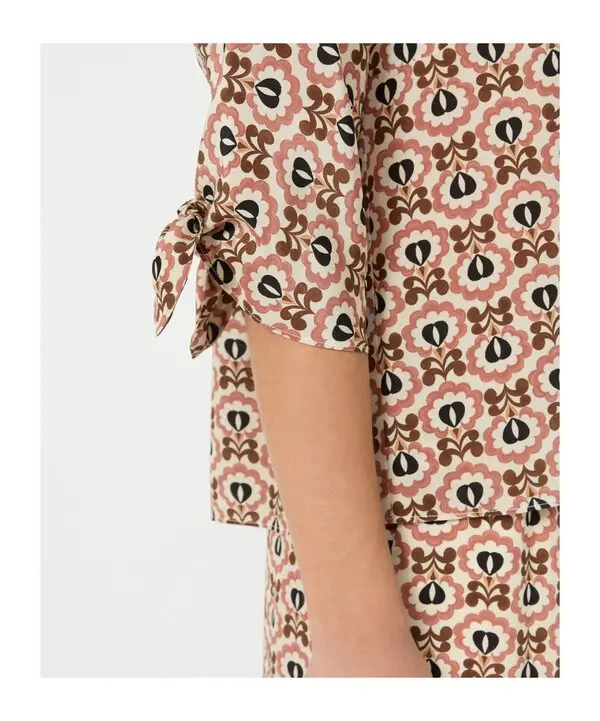Max Mara Printed Silk Crepe De Chine Blouse With Tie Detail