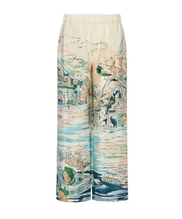 Max Mara Printed Silk Trousers