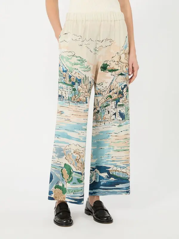 Max Mara Printed Silk Trousers