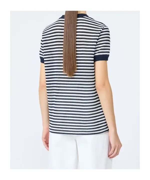 Max Mara Striped Knit T-shirt With Embroidered Monogram Detail