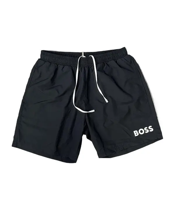 Hugo Boss Wide-leg Swim Trunks - Black