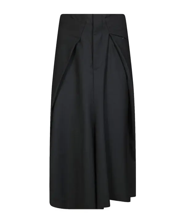 Victoria Beckham Tailored Midi Skirt With Pleated Front And Asymmetrical Hem