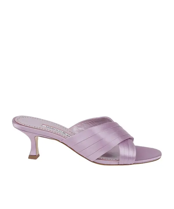 Manolo Blahnik Vieramul Satin Pleated Mules