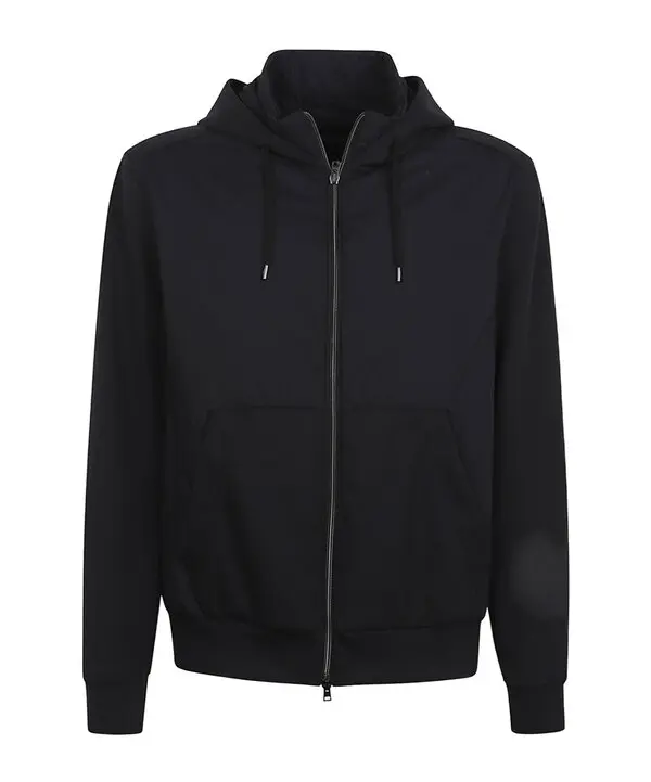 Herno Zip-up Drawstring Hooded Jacket - Black