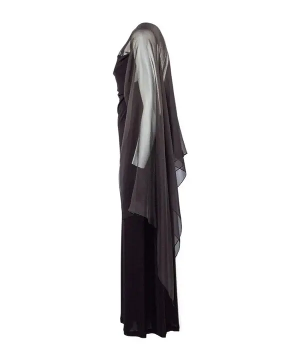 Alberta Ferretti Square Neck Sleeveless Chiffon Sleeve Dress