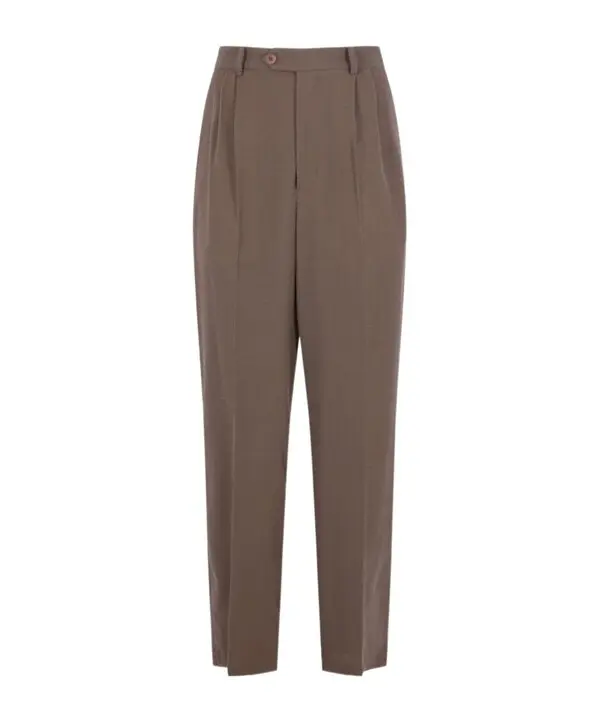 MAGLIANO Herringbone Pleated Trousers - Brown