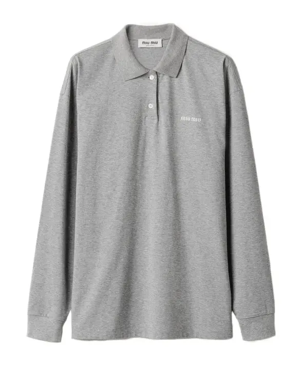 Miu Miu Long Sleeve Jersey Polo Shirt