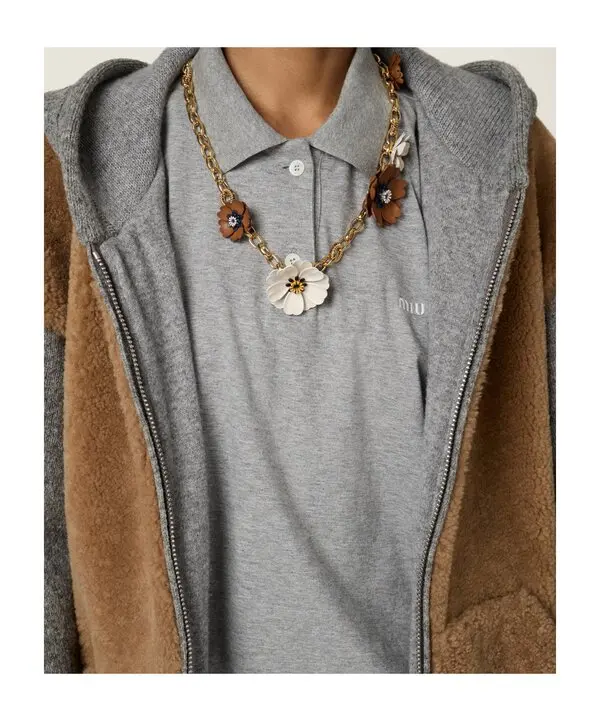 Miu Miu Long Sleeve Jersey Polo Shirt