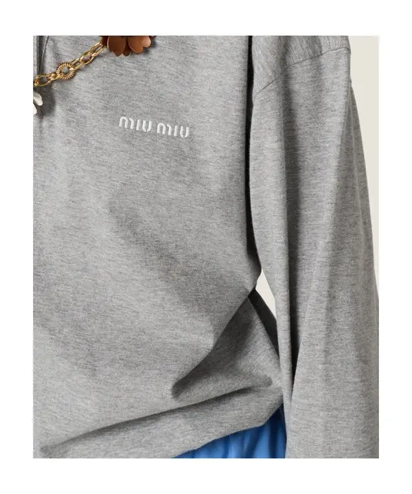 Miu Miu Long Sleeve Jersey Polo Shirt